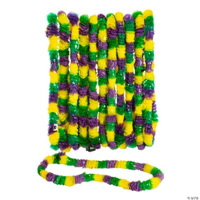 Tri-Color Mardi Gras Plastic Leis - 12 Pc.
