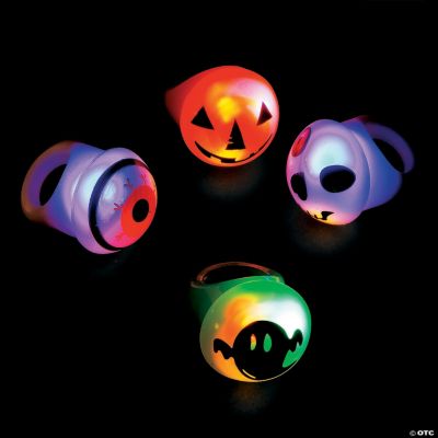 Flashing Halloween Light-Up Rings - 12 Pc.