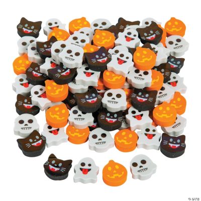 Bulk Mini Halloween Face Emoji Eraser Assortment