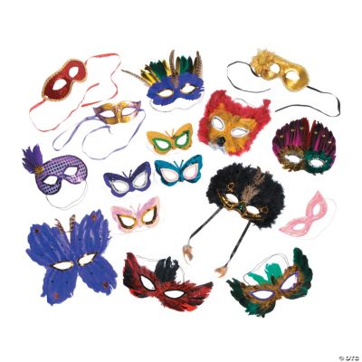 Bulk 100 Pc. Mixed Mardi Gras Masquerade Mask Assortment | Halloween ...