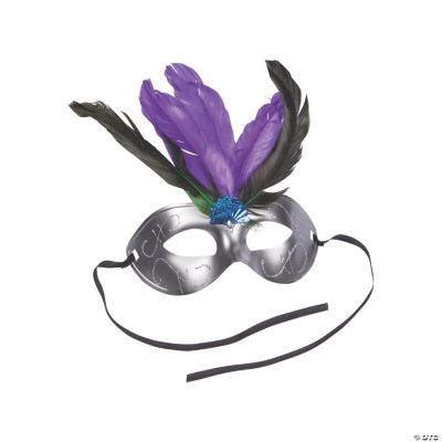 Feathered Masquerade Masks - 12 Pc. | Halloween Express