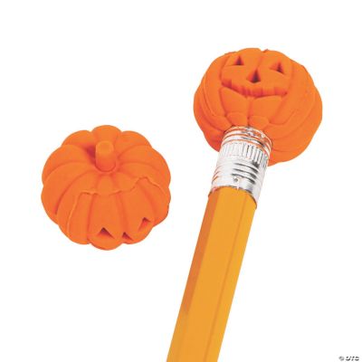 Bulk Pumpkin Eraser Pencil Toppers | Halloween Express