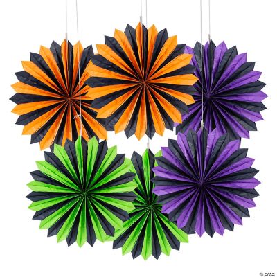 6" Halloween Hanging Paper Fans - 6 Pc. | Halloween Express