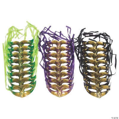 Bulk 72 Pc. Mardi Gras Gold Masks | Halloween Express