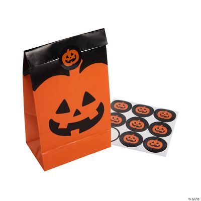 Bulk 48 Pc. Jack-O'-Lantern Treat Bags with Stickers | Halloween Express