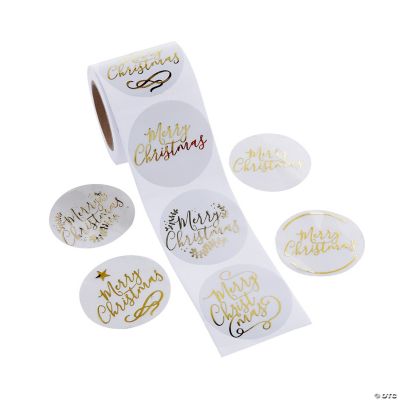 Merry Christmas Script Sticker Roll - 100 Pc.
