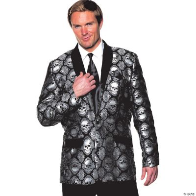 Adult Silver Jacard Skull Jacket | Halloween Express