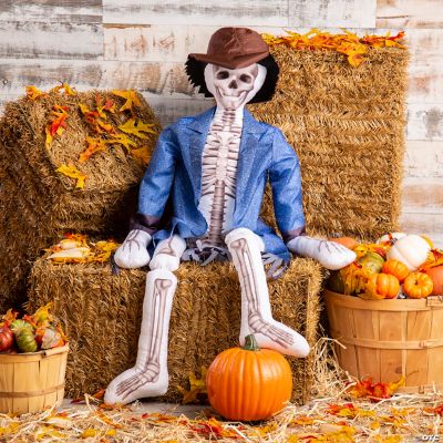 5-Foot Skeleton Plush Scarecrow Outfit Kit - 3 Pc. | Halloween Express
