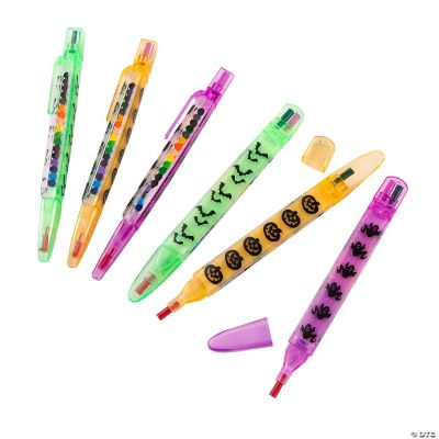 Halloween Glitter Stacking Point Crayons - 12 Pc. | Halloween Express
