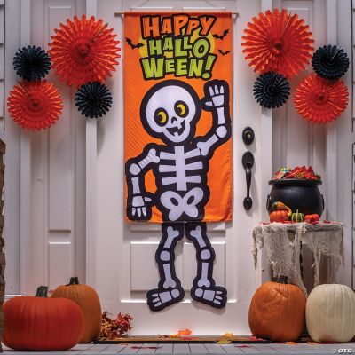 Halloween Skeleton Dangle-Leg Door Sign | Halloween Express
