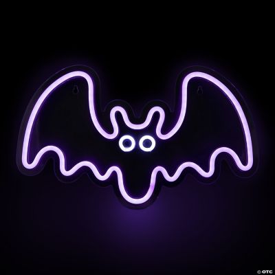 15" Purple LED Lighted Neon Style Purple Bat Halloween Window ...