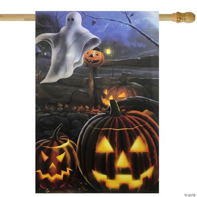 Pumpkins and Ghost Spooky Halloween Outdoor House Flag 28" x 40 ...