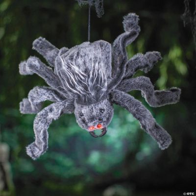 15 3/4" Animated Fuzzy Gray Spider Halloween Decoration | Halloween Express