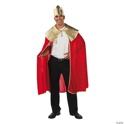Men's Red Wise Man's Cape with Crown Costume | Halloween Express