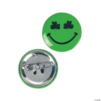 Bulk 48 Pc. Mini Shamrock Smile Face Buttons | Halloween Express