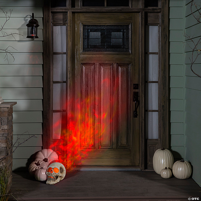 10" Lightshow®Fire & Ice™ Flaming Skull Projection Light Halloween ...