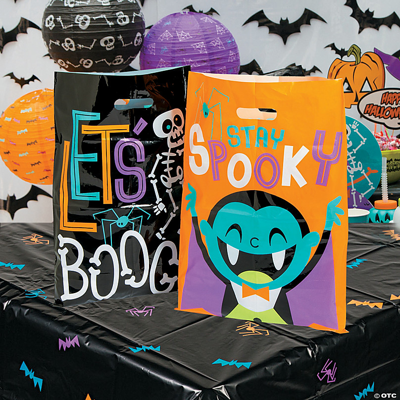 12-1/2" x 17" Bulk 50 Pc. Goofy Ghouls Plastic Trick-or-Treat Bags ...