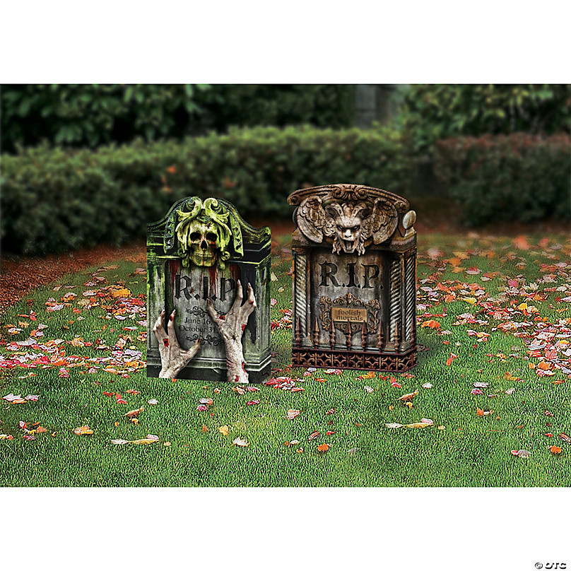 22" Photorealistic Tombstone Decorations - Set of 2 | Halloween Express