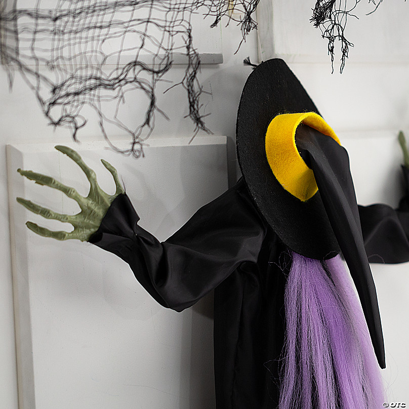 23 1/2" x 29 1/2" Hanging Animated Crashed Witch Halloween Decoration ...