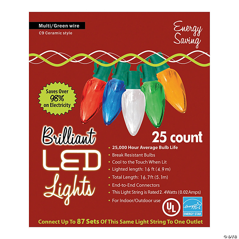 25-Count C9 LED Multicolor Holiday String Lights | Halloween Express