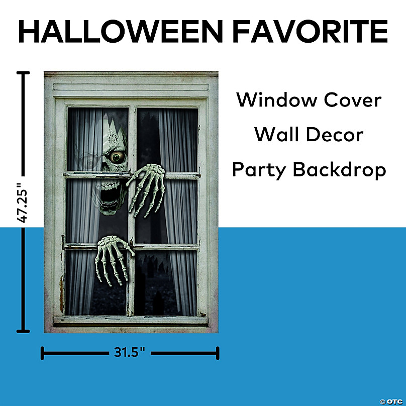 31 1/2" x 47 1/4" Skull & Hands Window Frame Prop Halloween Decoration ...
