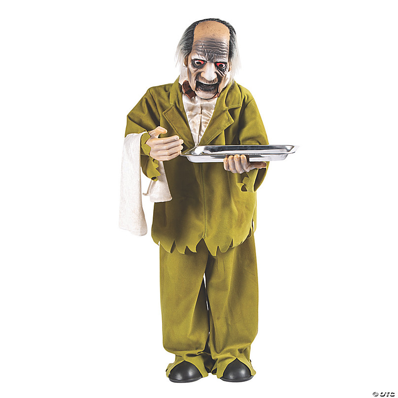 36" Animated Ghostly Butler Standing Halloween Decoration - Discontinued