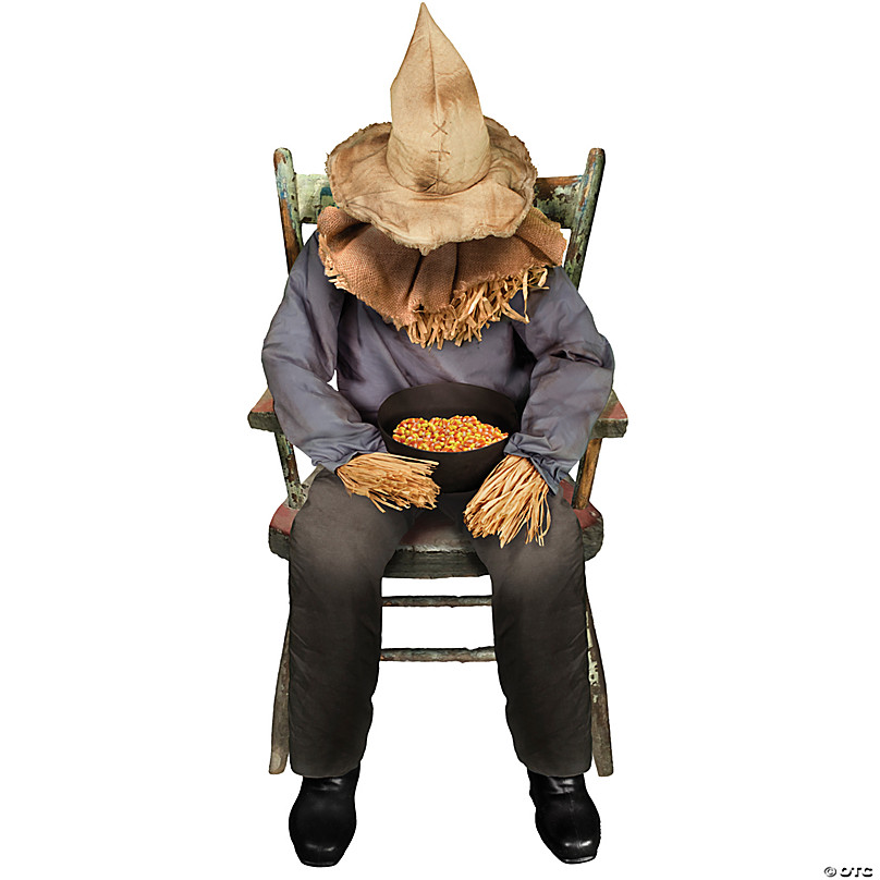 4 Ft. 5" Sitting Animated Scarecrow Prop Halloween Decoration ...