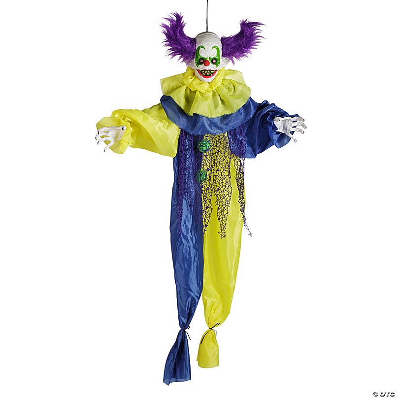 47 1/4" Animated & Light-Up Shaking Clown Hanging Halloween Decoration ...
