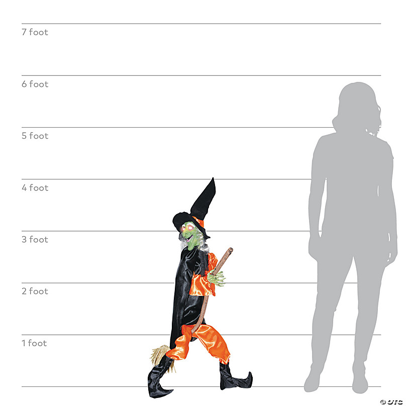 48" Hanging Leg Kicking Witch With Broom Halloween Decoration ...