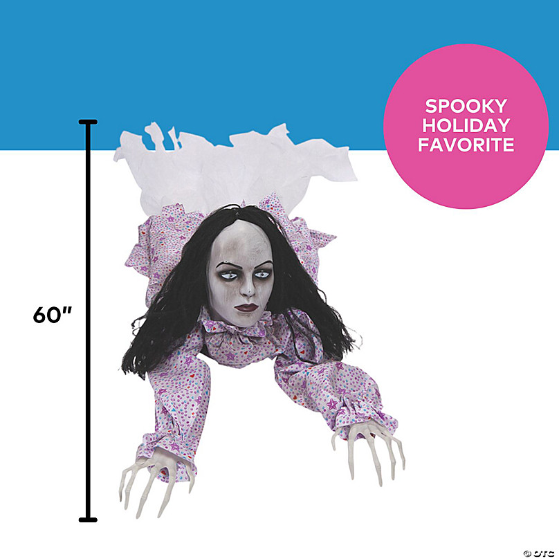 5 Ft. Animated Crawling Creepy Woman Halloween Decoration | Halloween ...