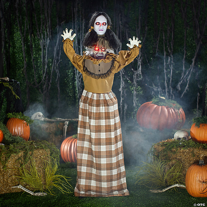 5 Ft. Standing Creepy Woman Plastic Pop-Up Halloween Decoration ...