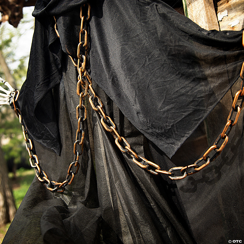 6 Ft Animated Hanging Chained Grim Reaper Plastic Halloween Decoration ...