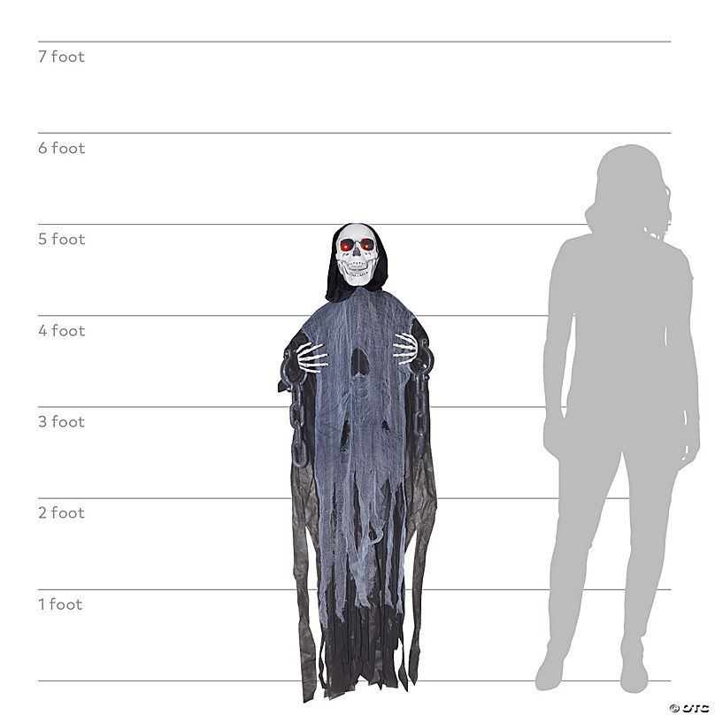 60" Animated Light-Up Hanging Ghost Skeleton in Chains Halloween ...