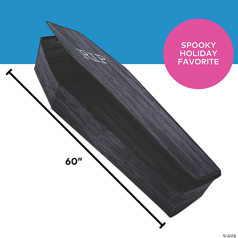 60" Wooden-Look Black Coffin With Lid Halloween Decoration | Halloween ...