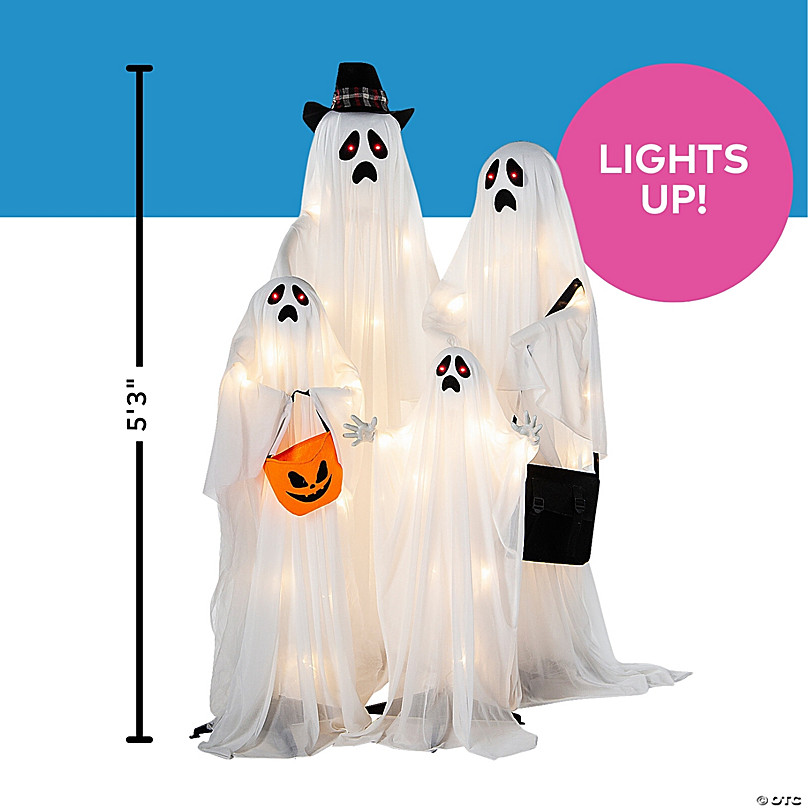 62 3/4" Light-Up Standing Ghost Family Halloween Decorations ...