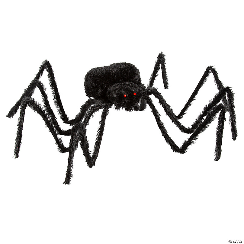 7 1/2 Ft. x 2 3/4" Furry Black Polyester Spider Halloween Decoration ...