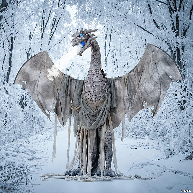 7' Animated Winter Dragon Halloween Decoration | Halloween Express