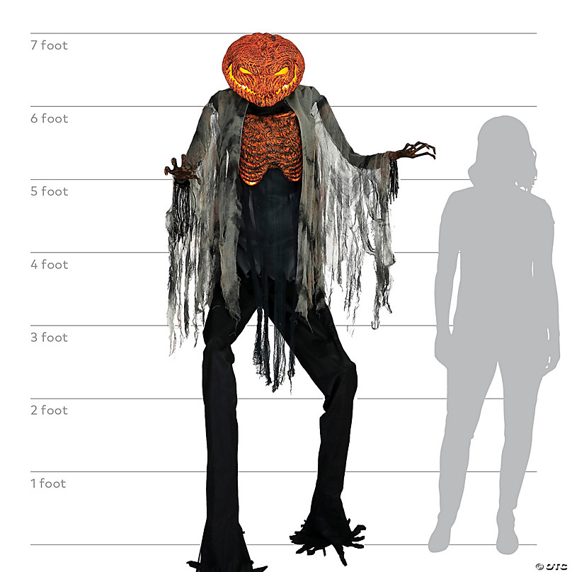7' Scorched Scarecrow with Flamelight Animated Prop | Halloween Express