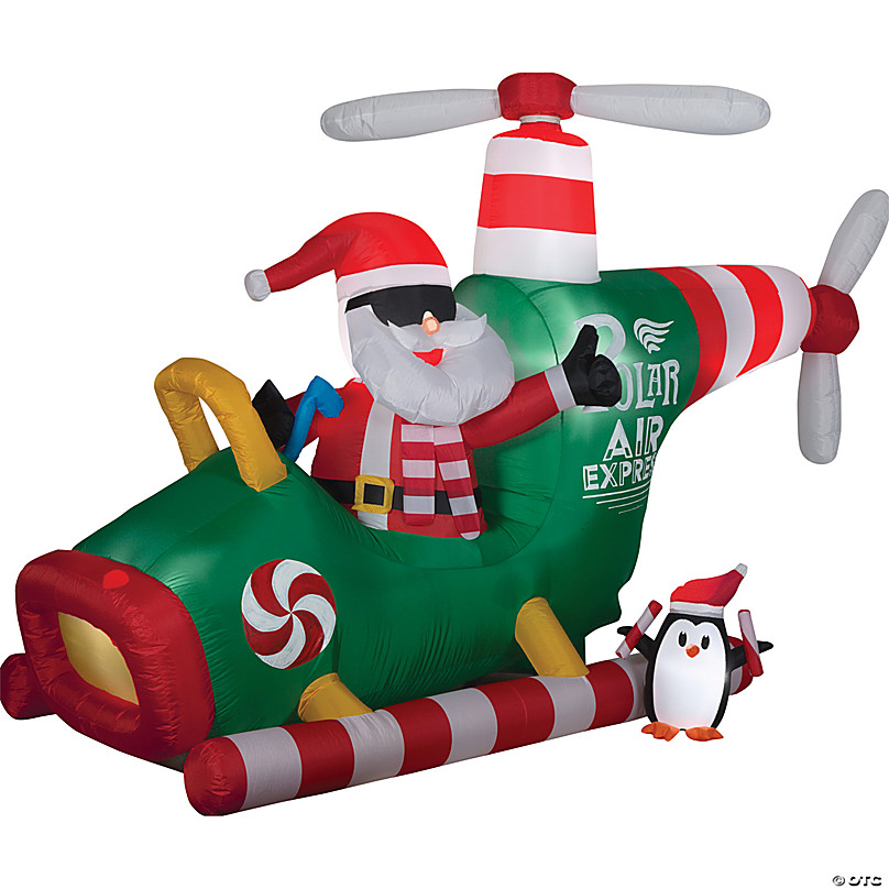 70" Blow Up Inflatable Animated Helicopter with Santa Outdoor Yard ...