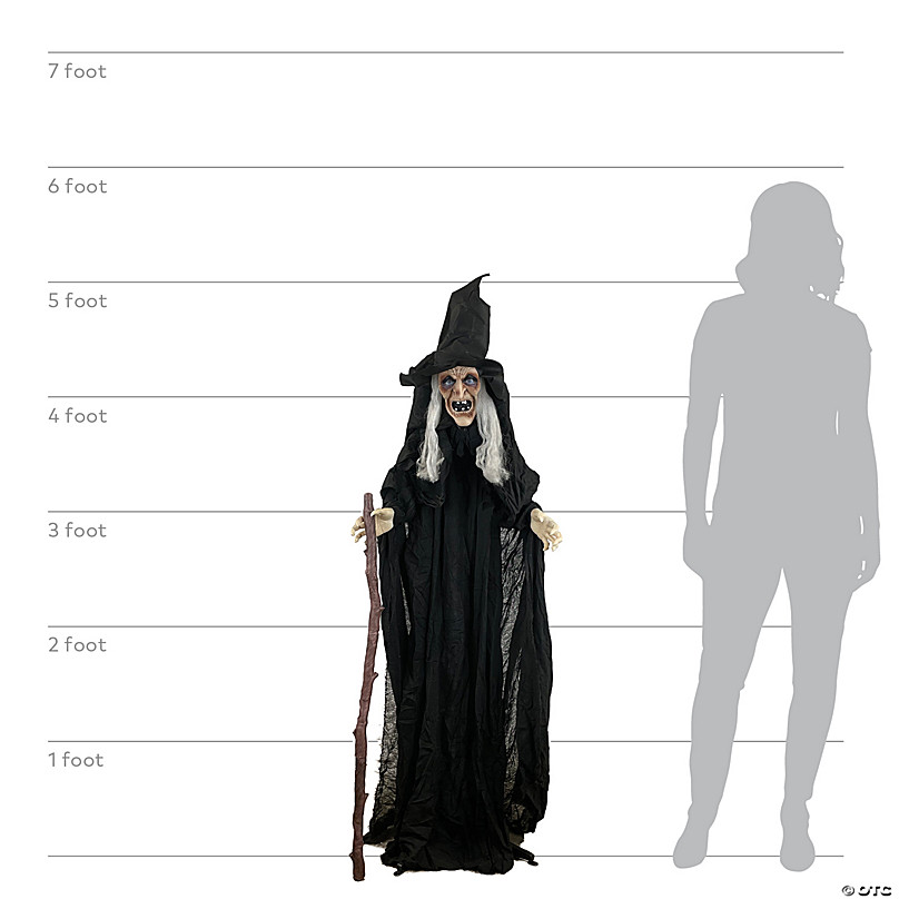 72" Animated Witch with Cane Halloween Decoration