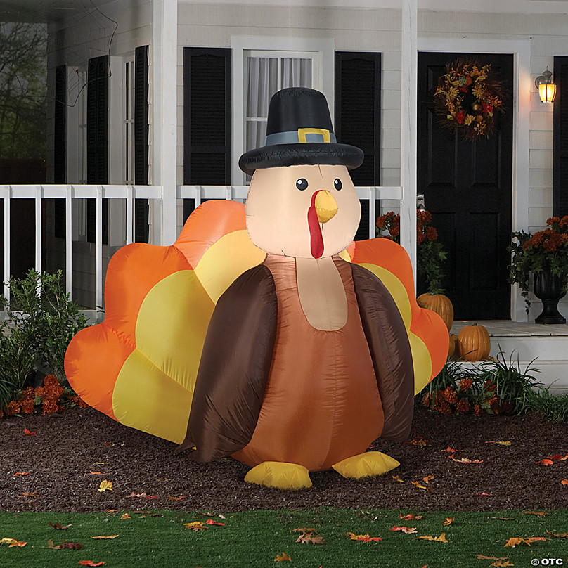 Outdoor Lighted Turkeys 6ft LED Lights Turkey Hot Air Balloon Garden