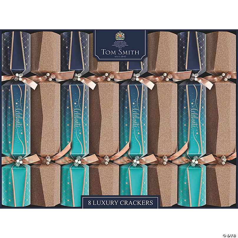 8" Tom Smith Blue & Gold Celebrate Luxury Christmas Party Crackers - 8 ...