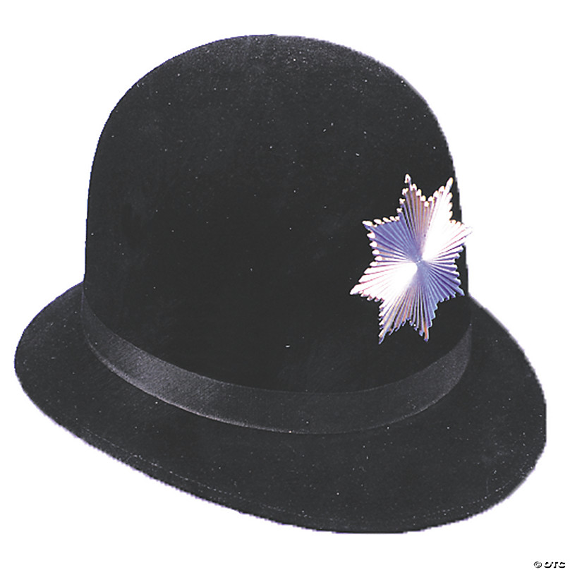 Adults Black Keystone Cop Hat with Metal Badge | Halloween Express