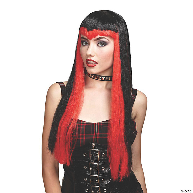 Adult's Black with Red Undertone Vampire Wig