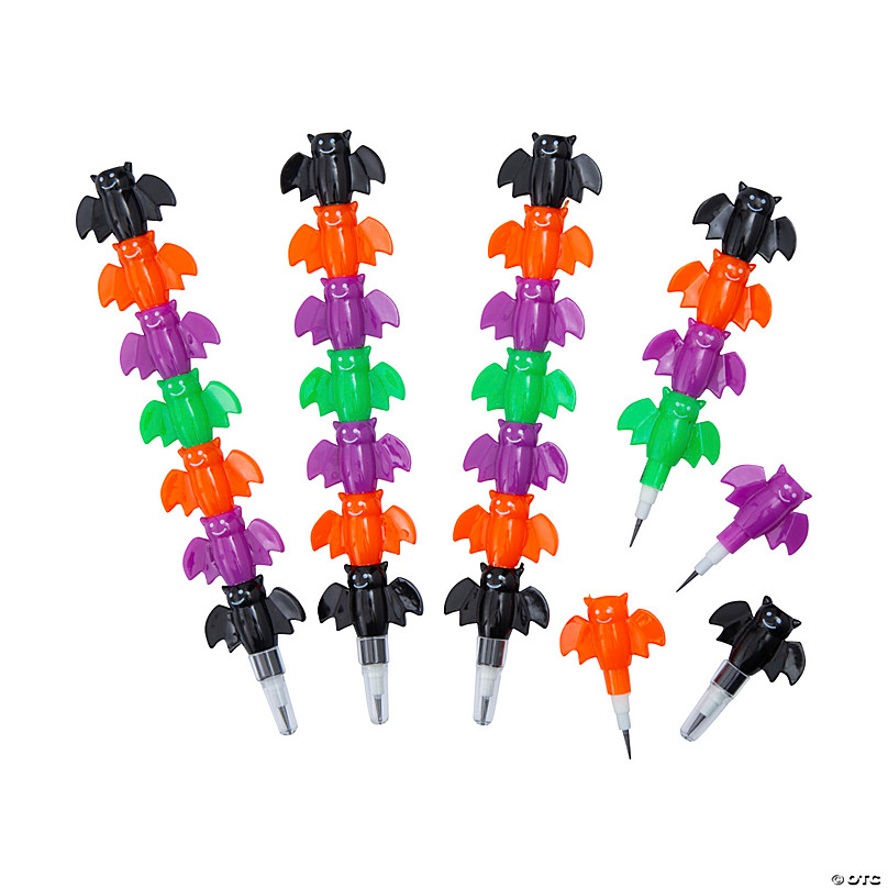 Bat Stacking Point Pencils - 12 Pc. | Halloween Express