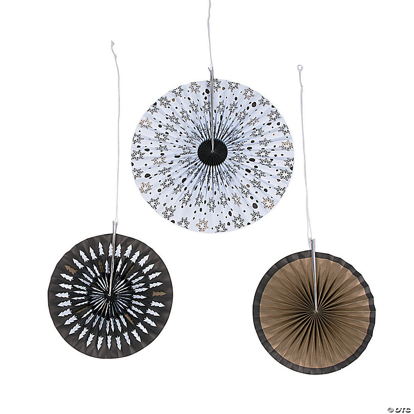 Bold Christmas Paper Hanging Fans - 12 Pc. | Halloween Express