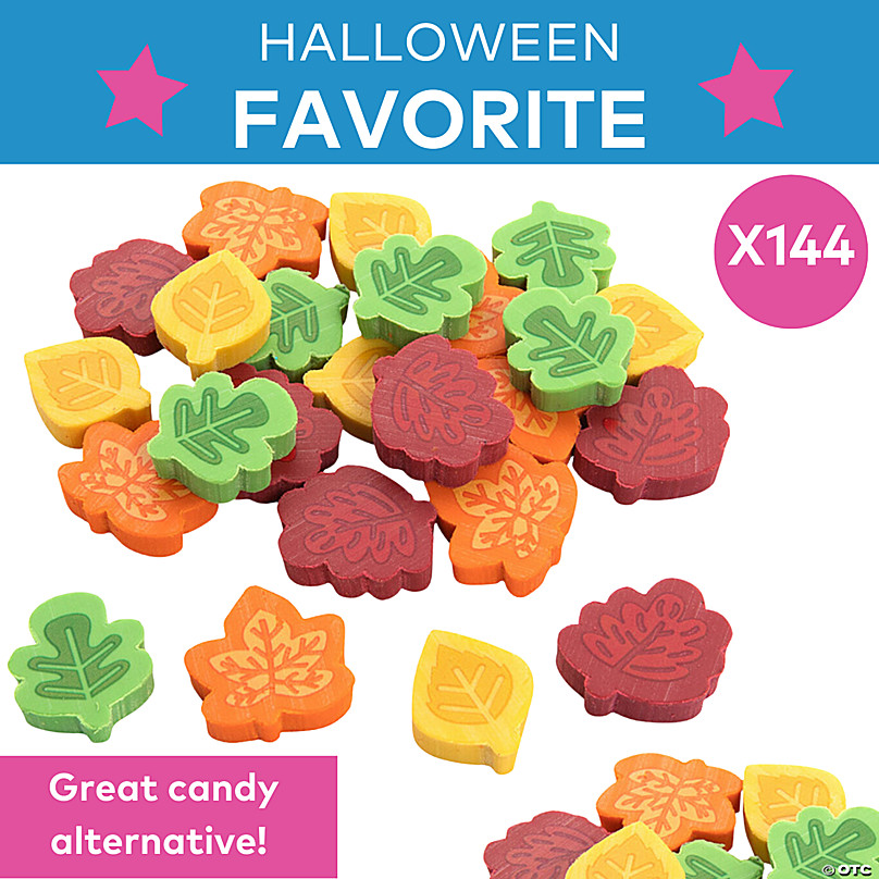 Bulk 144 Pc. Mini Fall Leaf Eraser Assortment | Halloween Express