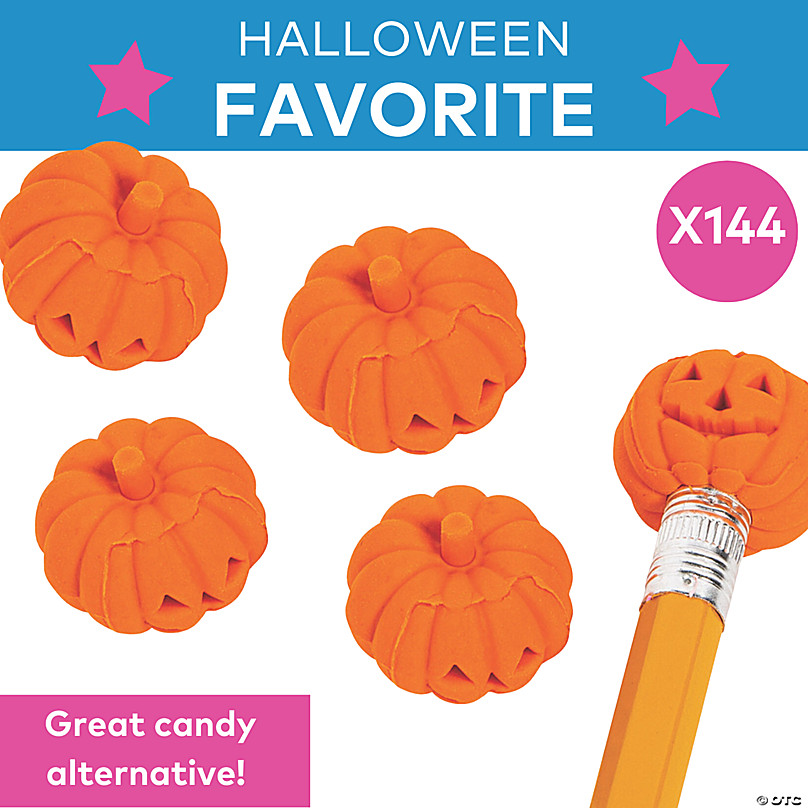 Bulk Pumpkin Eraser Pencil Toppers | Halloween Express