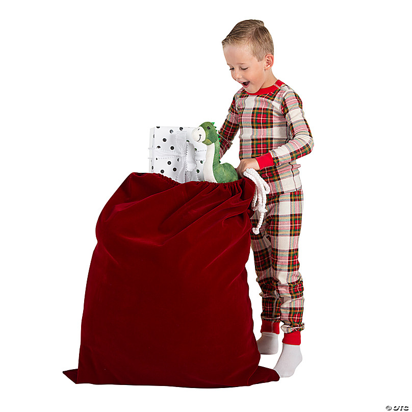 Burgundy Velvet Santa Toy Bag | Halloween Express