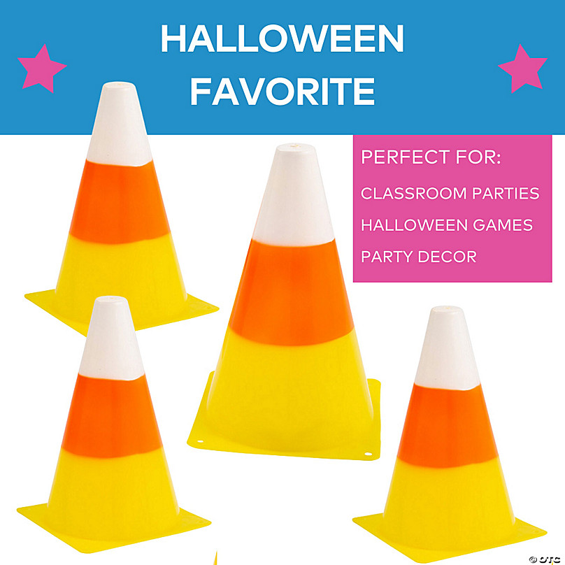 Candy Corn Traffic Cones - 12 Pc. | Halloween Express